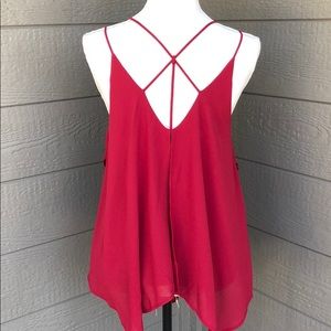Doe & Rae | Tops | Doe Rae Red Criss Cross Tank | Poshmark